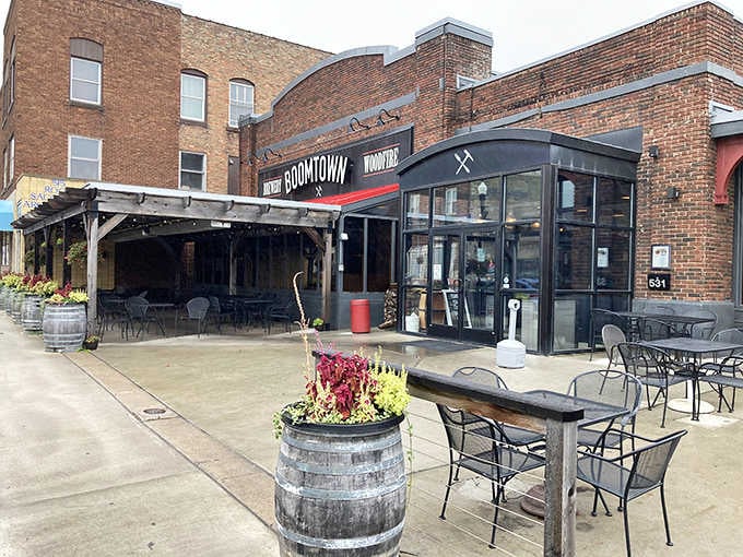 BoomTown Brewery's outdoor seating proves that affordable entertainment and good times don't require a second mortgage on your house.