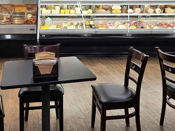 Seating right by the bakery case is either brilliant planning or delicious torture, depending on your willpower.