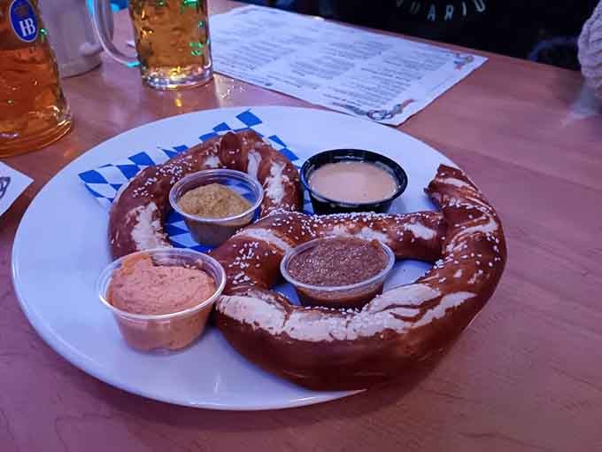 This pretzel is larger than most people's heads and approximately seventeen times more delicious than anything else.