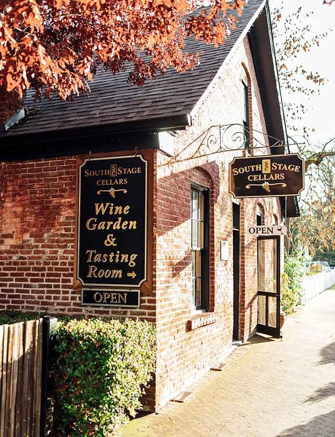 South Stage Cellars' wine garden proves that historic brick and modern vintages make surprisingly excellent companions in Southern Oregon.