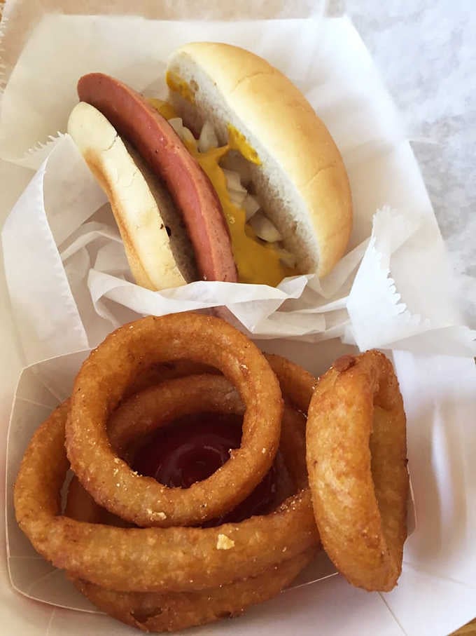 Hot dog meets onion rings in a pairing that makes you wonder why every meal doesn't come this way.