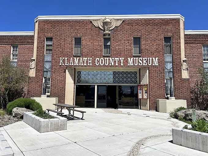 The Klamath County Museum's Art Deco facade welcomes history buffs and curious wanderers alike with style.