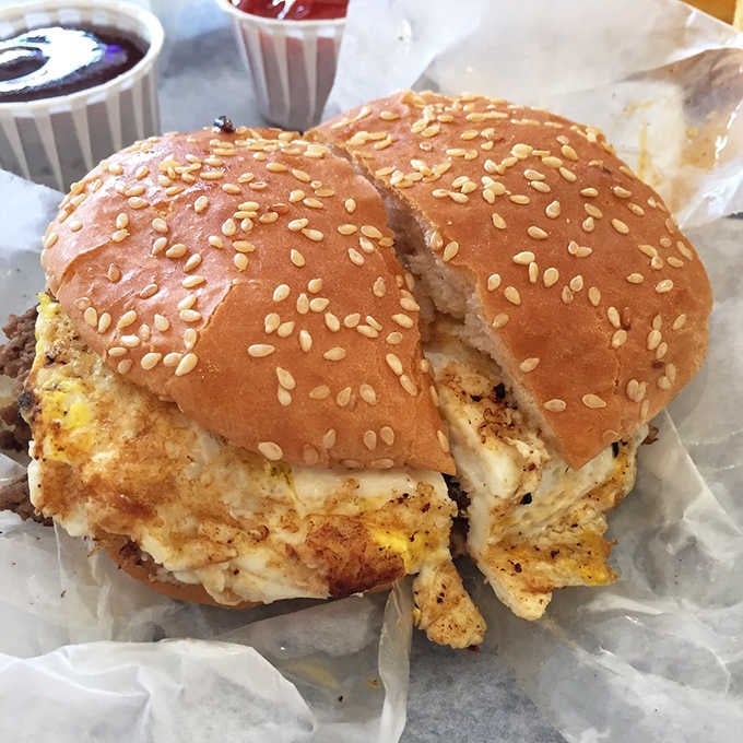 Because sometimes a fried egg is the only thing standing between you and complete breakfast-lunch enlightenment on a bun.
