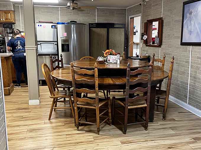 Round tables encourage conversation and community, because good food tastes better when you're sharing stories with neighbors.