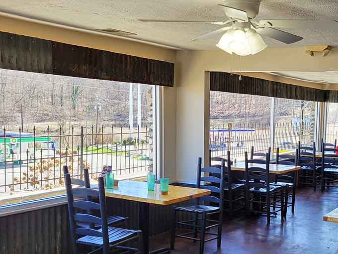 Window seats overlooking the hills, because even casual dining deserves a view that doesn't involve a parking lot.