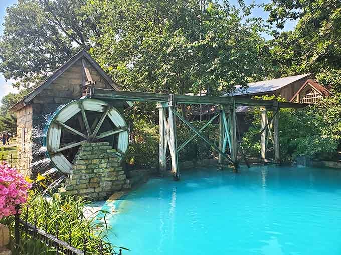 Watch the water wheel turn and imagine the ingenuity it took to harness nature's power without a single YouTube tutorial.