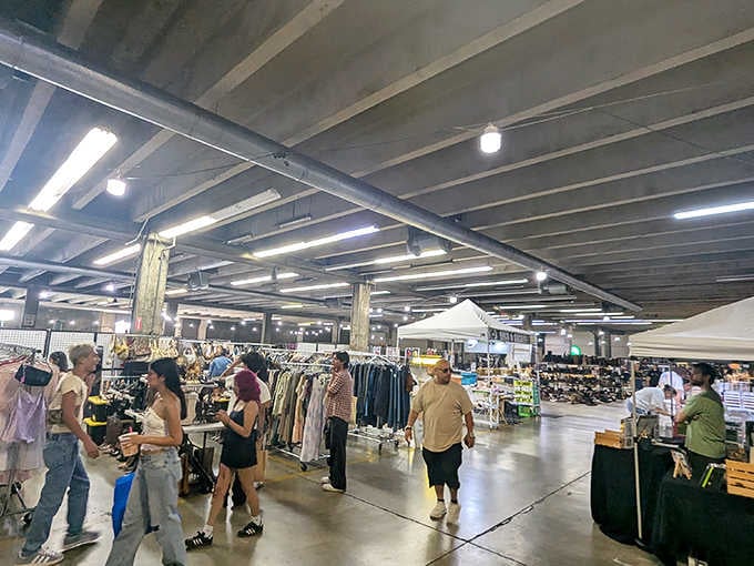 Even when the weather turns, the hunt continues under cover because true bargain hunters fear nothing, not even rain.