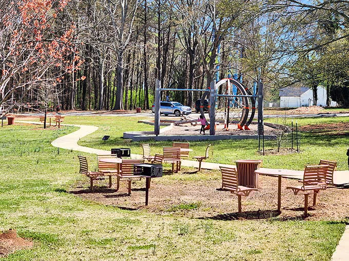 Lambert Park's playground equipment gets more use than the word "y'all" at a church potluck dinner.