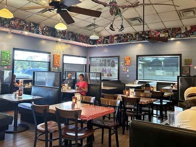 Booths filled with happy diners and that quirky ceiling trim: this is Austin's living room, and everyone's invited.
