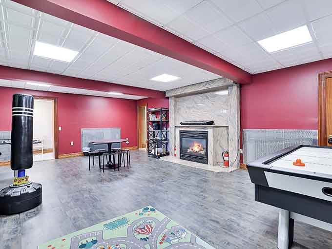 The game room offers air hockey and punching bag therapy for when castle life gets too relaxing.