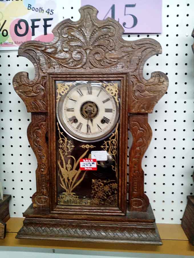 This ornate mantel clock isn't just telling time, it's announcing history with every carved detail.
