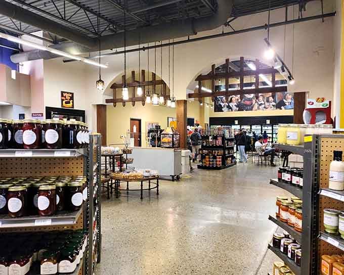 Wide aisles and thoughtful displays make navigating this cheese fortress easier than finding Narnia's wardrobe entrance.