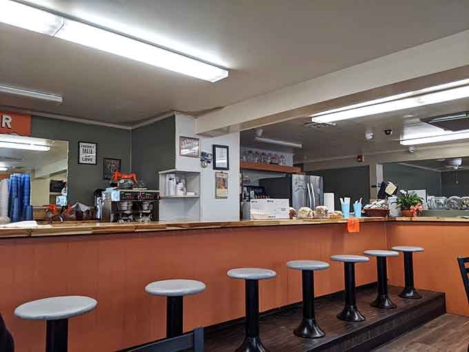 Classic counter seating lets you watch the kitchen magic happen while you wait for your comfort food fix.