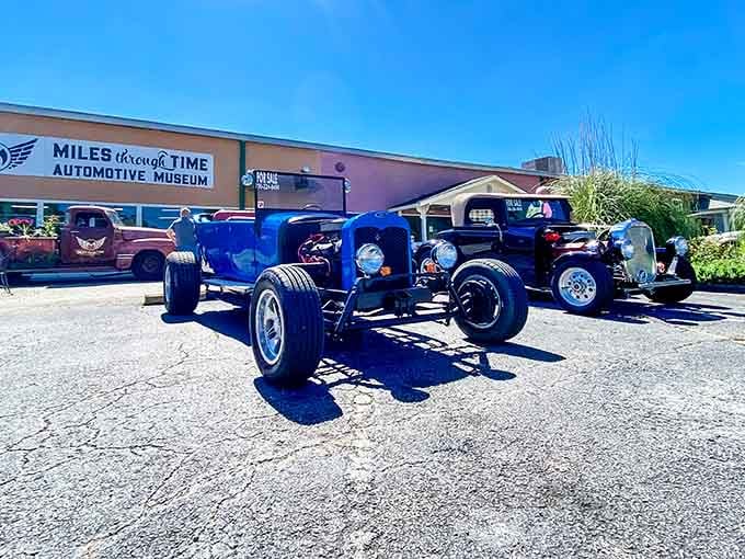 Hot rods basking in sunshine, reminding us that retirement doesn't mean slowing down one bit.
