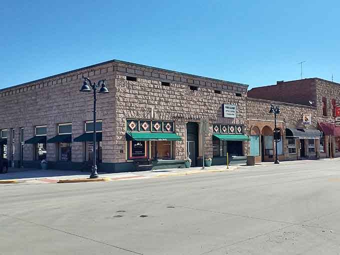 Downtown storefronts showcase architecture from an era when buildings had actual character and personality.