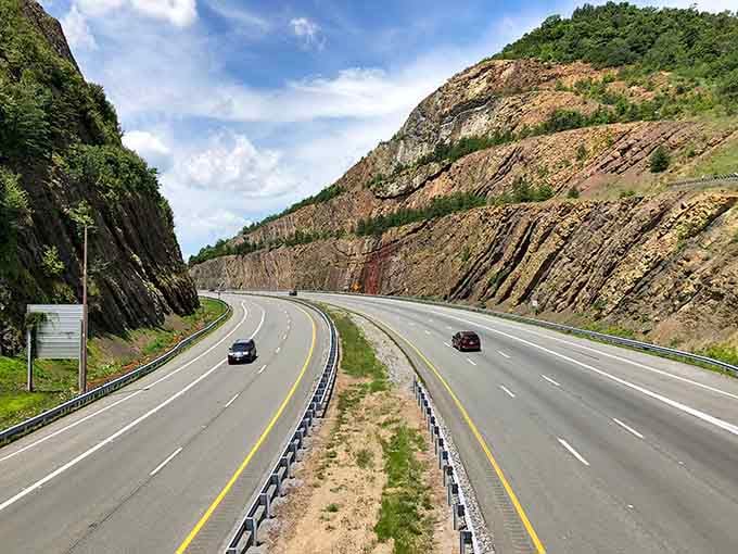 Sideling Hill's dramatic rock cut looks like Mother Nature decided to show off her geological engineering degree.