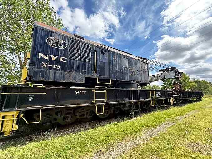 This massive railroad crane lifted equipment that weighed more than your entire neighborhood, no gym membership required.