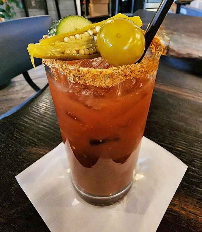 A Bloody Mary so loaded with pickles and peppers, it's practically a salad with benefits.