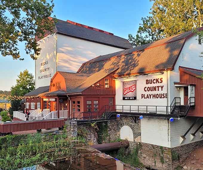 Bucks County Playhouse perches riverside like it's auditioning for its own starring role in a scenic postcard collection.