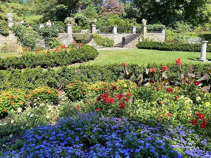Terraced gardens overflow with blooms that make your home flower bed look like it's not even trying.