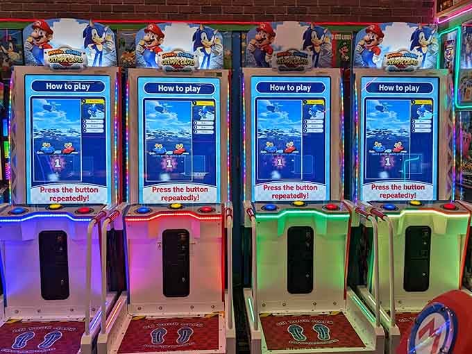 Mario and Sonic team up on these bright arcade games that'll have kids pressing buttons repeatedly with joy.