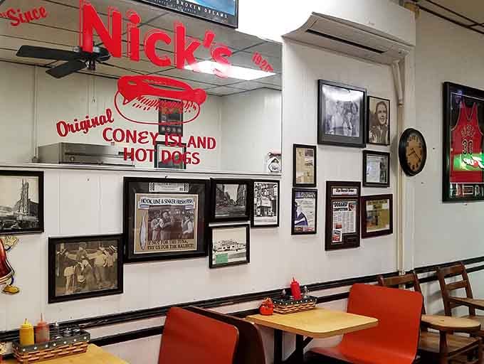 Framed memories line the walls like a family photo album, each picture telling stories of Fall River's delicious past.