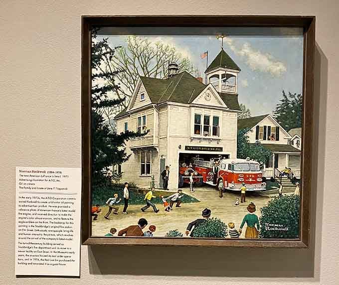 Rockwell's firehouse painting captures small-town America with the kind of detail that rewards a long, lingering look.
