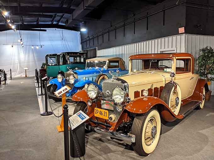 A rainbow of Depression-era elegance, when cars wore colors bolder than your aunt's favorite Sunday hat at church.
