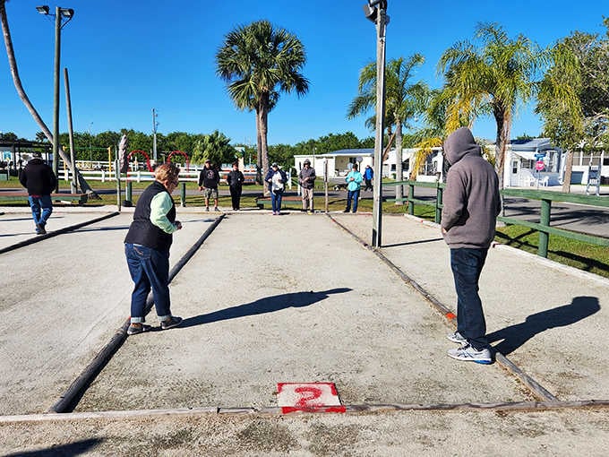 Shuffleboard brings out everyone's competitive spirit, proving retirement sports can get surprisingly intense and hilarious.