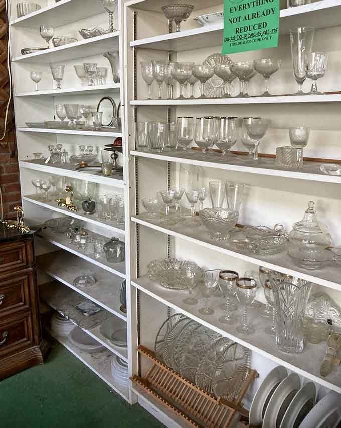 Crystal and glassware sparkling like a grandmother's pride and joy, each piece practically begging for Sunday dinner.