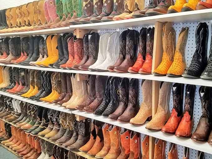 Cowboy boots in every color imaginable, because sometimes your feet deserve to feel like they're line dancing.