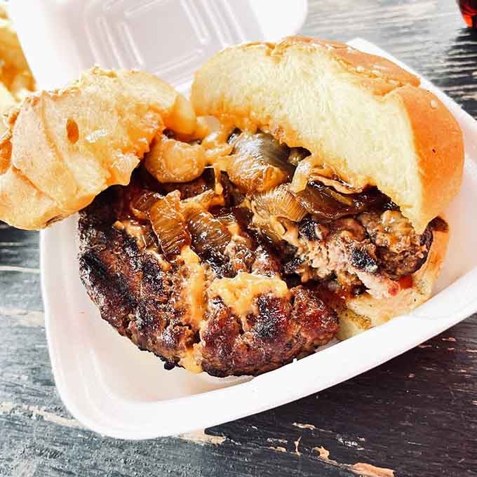 This burger sits there looking smug, and it has every right to be that confident about itself.