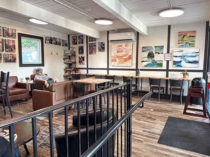 Comfortable leather seating and natural light create the perfect backdrop for your next great conversation or daydream.