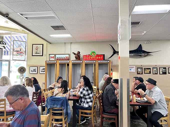 Communal dining at its finest: where everyone's too busy eating to worry about making awkward conversation.
