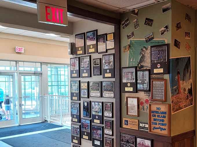 Awards and memorabilia line the walls, telling stories of community connections and local pride through the years.