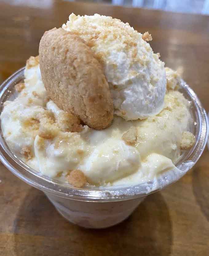 Banana pudding topped with vanilla wafers and whipped cream, the sweet ending every barbecue feast desperately needs.