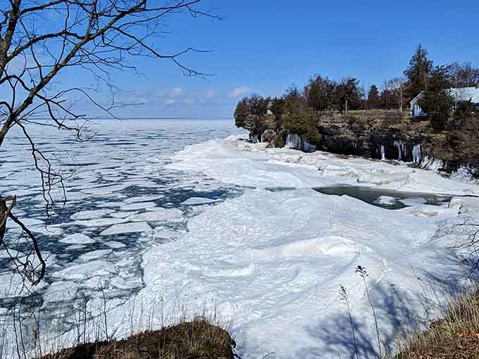 Winter transforms the shoreline into a frozen wonderland that looks straight out of Narnia's wardrobe.
