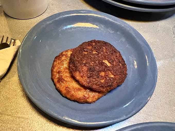 These golden-brown sausage patties are the unsung heroes of breakfast plates, doing the Lord's work one bite at a time.