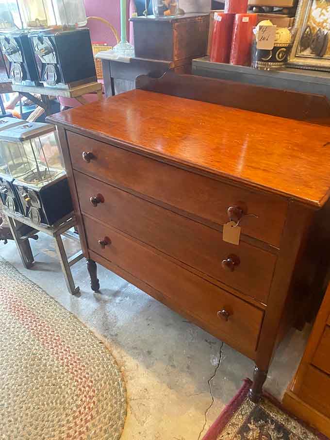 A dresser with drawers that actually close properly, unlike everything manufactured after the year 2000, miraculously functional.