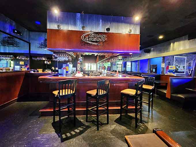 A full bar setup that would make any ship's captain proud, minus the risk of actual seasickness.