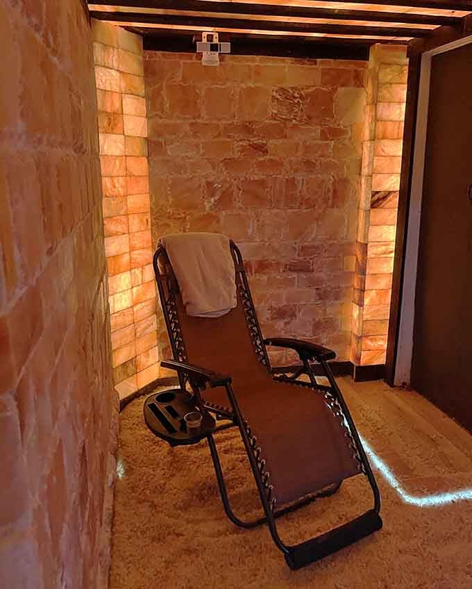 Private salt therapy booth for those who prefer their deep breathing without an audience watching.