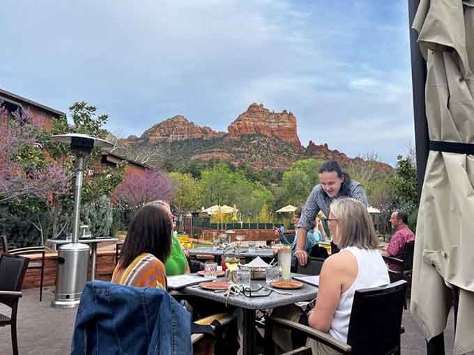 Floor-to-ceiling windows framing Sedona's greatest hits while you enjoy yours on a plate. Perfect harmony achieved.