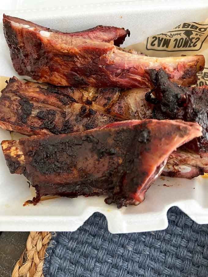These spare ribs showcase that coveted smoke ring and bark that barbecue enthusiasts dream about in their sleep.