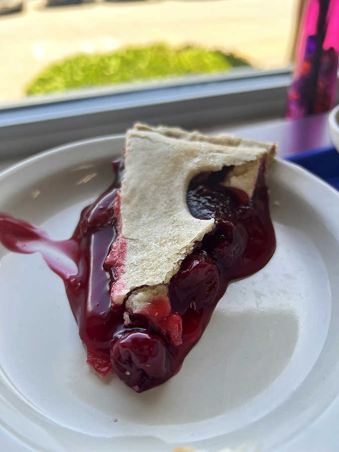 Cherry pie with a crust so flaky it should come with an instruction manual and napkins.