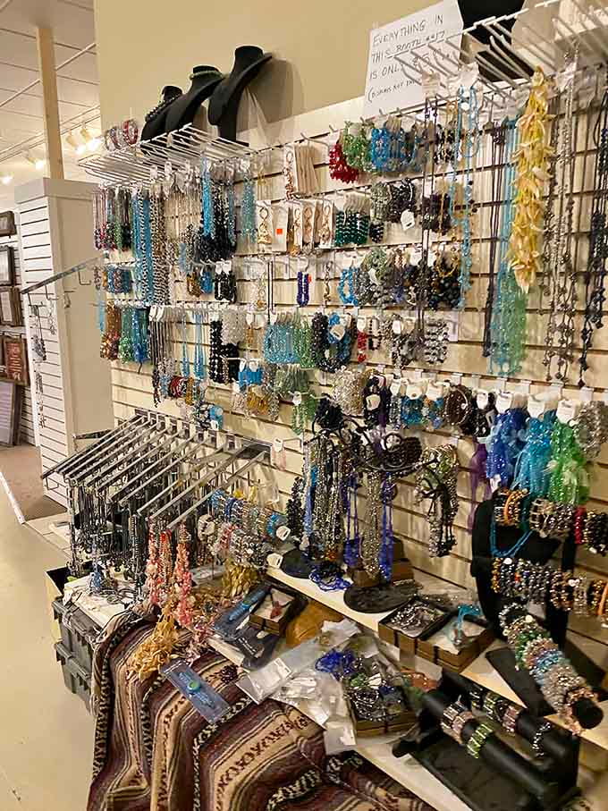 This jewelry display sparkles with more stories than a high school reunion gossip session ever could.