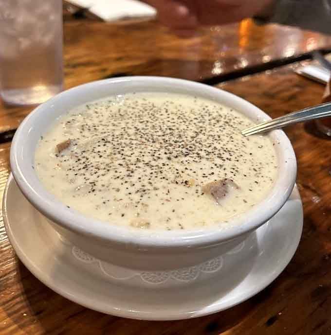 Creamy clam chowder with that perfect pepper finish, warming souls since before Instagram made it cool.