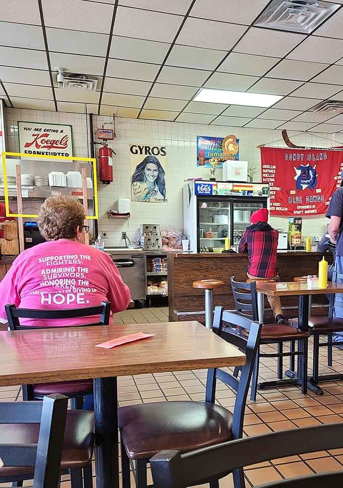Counter seating where regulars hold court and newcomers quickly become part of the Sparty's family tradition.