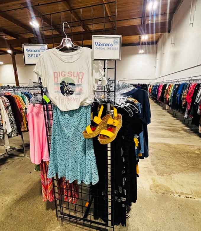 The exposed ceiling and concrete floors give this place an industrial-chic vibe that makes bargain hunting feel almost sophisticated somehow.