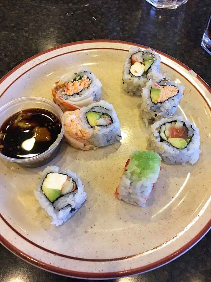 Fresh sushi rolls at a buffet that would make some standalone sushi restaurants seriously reconsider their life choices and menus.