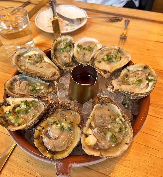 Fresh oysters on ice, because sometimes the best things in life really do come in shells.